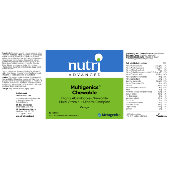 Multigenics® Chewable: 90 Daily Tablets | Nutri Advanced
